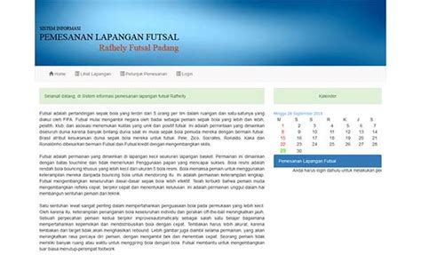 Program Pembookingan Lapangan Futsal Php Mysql Inti Php