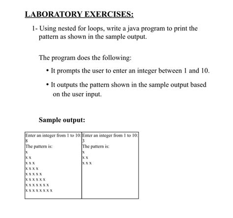 Solved Laboratory Exercises 1 Using Nested For Loops