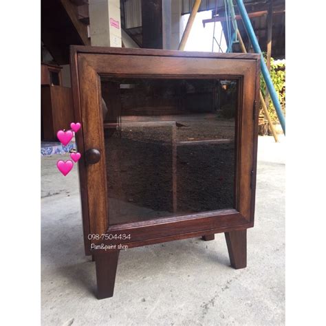 ตู้ไม้ใส่ของ ตู้โชว์ขนาดเล็ก ตู้ไม้มีขา 18x40x50 Cm Wiew Wiew Thaipick