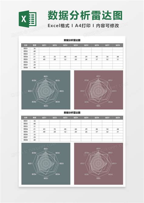 数据分析雷达图execlexcel模板下载熊猫办公