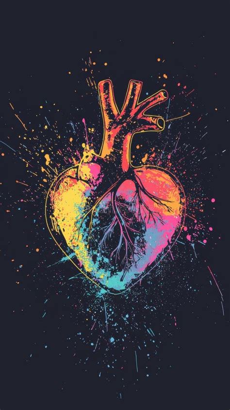 Human Heart Illustration Exploding With Colorful Splashes Representing Life Passion Love And