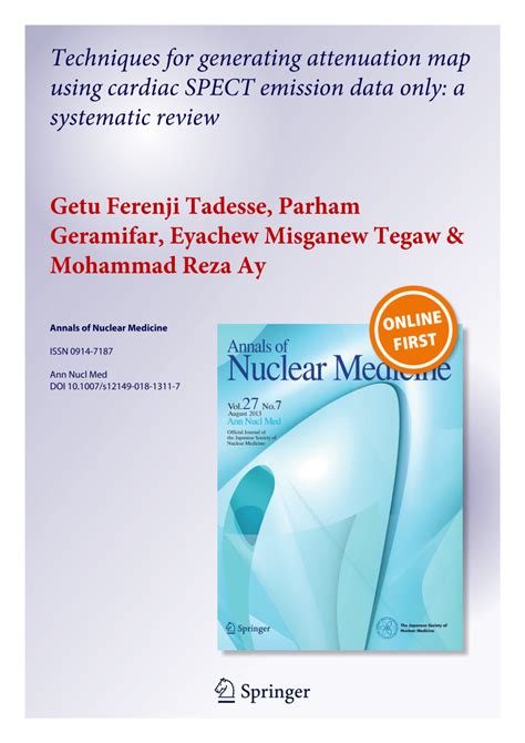 Pdf Techniques For Generating Attenuation Map Using Cardiac Spect Emission Data Only A