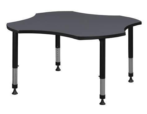 48 Clover Shaped Height Adjustable Classroom Table Grey