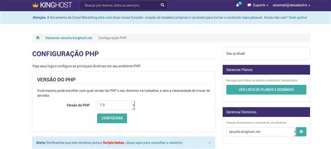 Como Alterar A Versão Do Php De Meu Site Kinghost