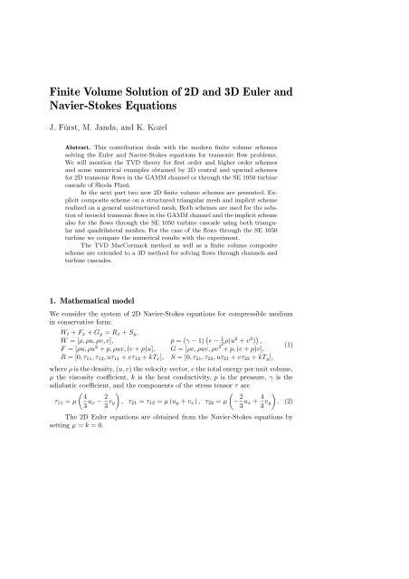 Finite Volume Solution Of 2d And 3d Euler And Navier Stokes