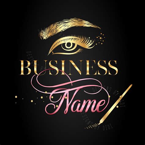 Lash Custom Logo Design Brow Logo Microblading Logo Gold Pink Brow