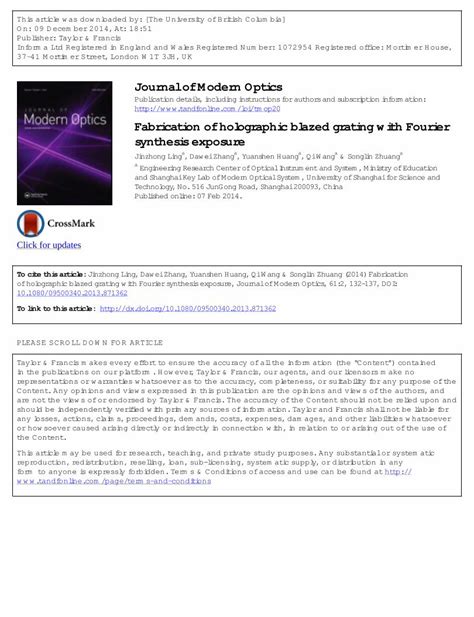 Pdf Fabrication Of Holographic Blazed Grating With Fourier Synthesis