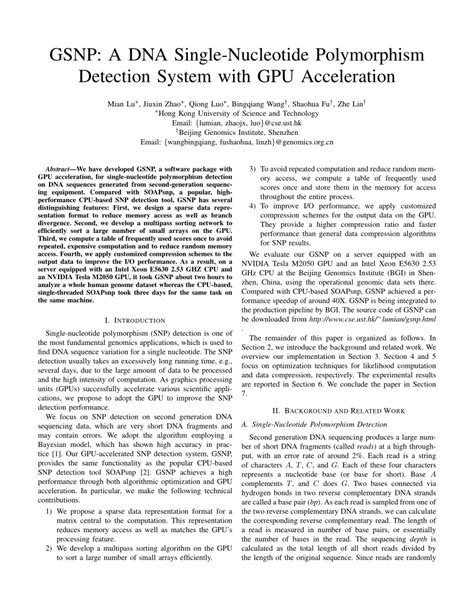 Pdf Gsnp A Dna Single Nucleotide Polymorphism Detection System With