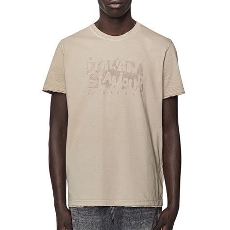 【楽天市場】 Diesel ディーゼル メンズ ウォッシュ加工 カットオフ 切りっぱなし スリムフィット 半袖tシャツ カットソー【t Diegor D3】【サイズm】【ベージュ】die M