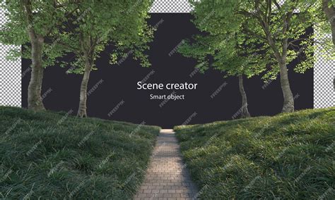 Premium Psd Way Path Through Trees And Grass Field Way Path Through Grass Field And Tree