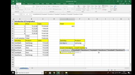 Introduction Of Sumproduct Youtube