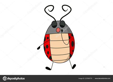 Векторная Карикатурная Иллюстрация Ladybug Isolated Белом Фоне Стоковый вектор ©f1digitals 227900770