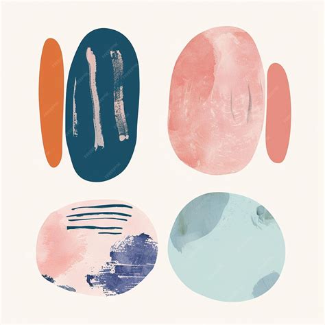 Small Clipart Set Of 4 Simple Rounded Abstract Shap Premium Ai