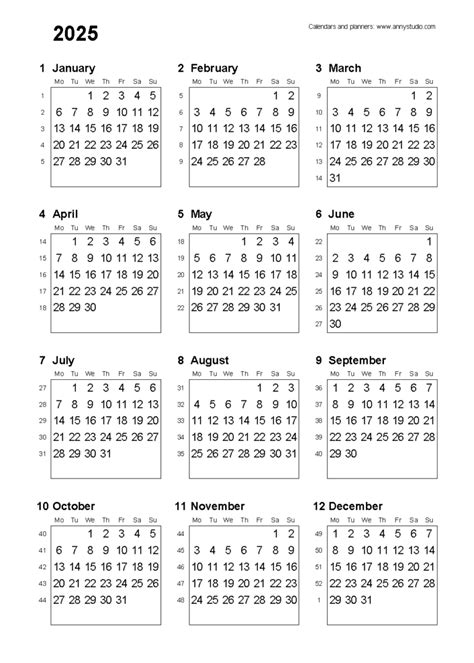 Printable 2025 Calendar With Week Numbers Calendar Printable