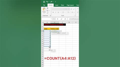 Excel Me Count Formula Ka Use Kaise Kreexcelformula Exceltips Shorts Shortsvideo