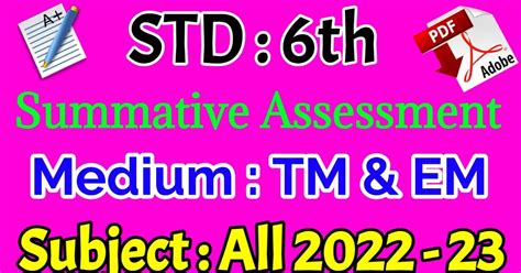 6th Summative Assessment Term 3 Question 2022 23