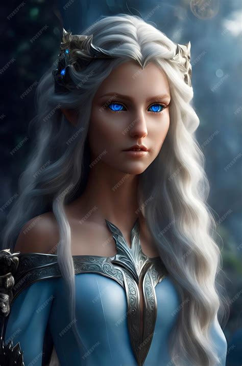Premium Photo Elf Queen With Pointy Ears Blue Eyes Beautiful Long