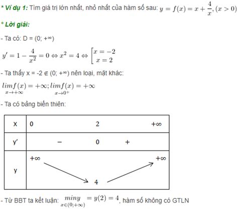 các dạng toán tìm giá trị lớn nhất nhỏ nhất của hàm số