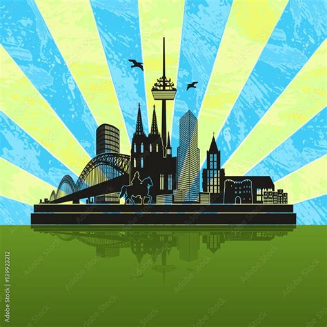 Köln Im Sommer Panorama Skyline Wandtatoo Sehenswürdigkeiten Kölner