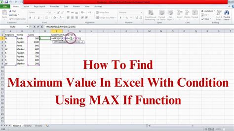 How To Find Maximum Value In Excel With Condition Youtube