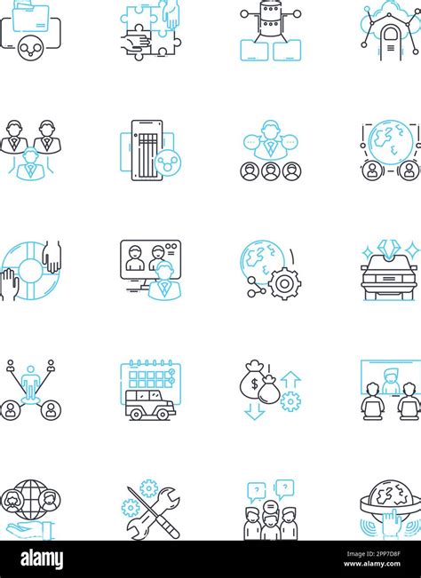 Group Alliance Linear Icons Set Collaboration Unity Teamwork Partnership Coalition