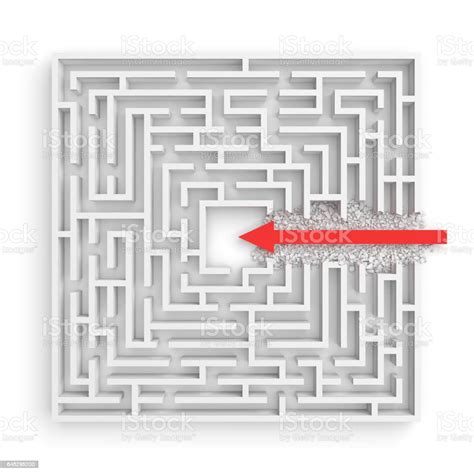 흰색 배경에 고립 센터 대출 빨간색 화살표와 사각형 미로의 3d 렌더링 0명에 대한 스톡 사진 및 기타 이미지 0명 기획재정부 러시아 Istock