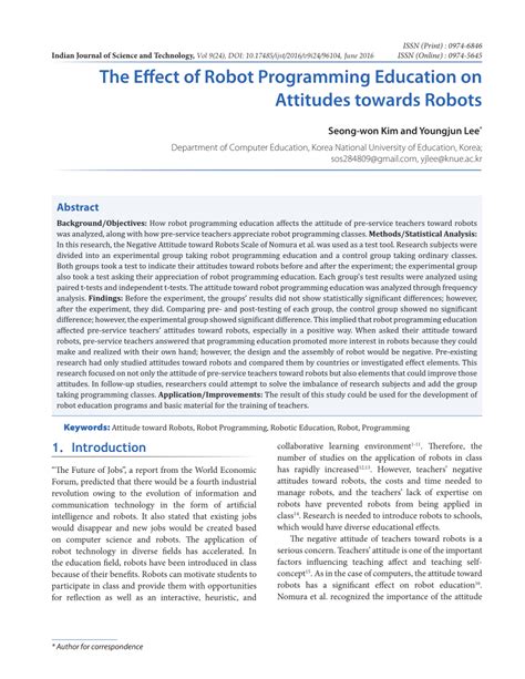 pdf the effect of robot programming education on attitudes towards robots