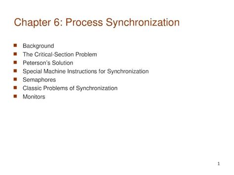 ppt 1 chapter 6 process synchronization background the critical