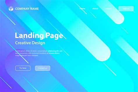 방문 페이지 템플릿 기하학적 모양의 추상적 디자인 트렌디 한 블루 그라데이션 광대한에 대한 스톡 벡터 아트 및 기타 이미지 광대한 그라데이션 기울어진 Istock