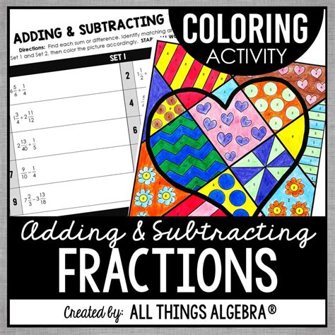 Adding And Subtracting Fractions Coloring Activity All Things Algebra®