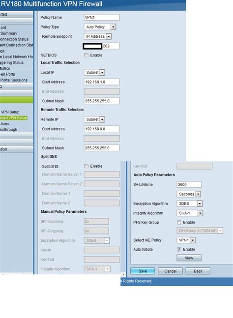 Solved VPN Site To Site Connection Problems RV To RV Cisco Community