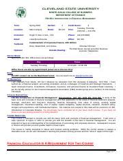 FIN 351 Spring 2023 Syllabus Section 4 2 315 3 Docx CLEVELAND