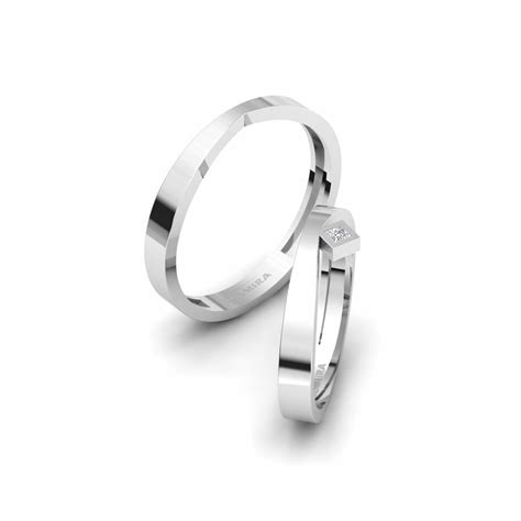 구매하세요 결혼 반지 Normality Pair 005 캐럿 14k 화이트 골드 합성 다이아몬드 Glamirakr