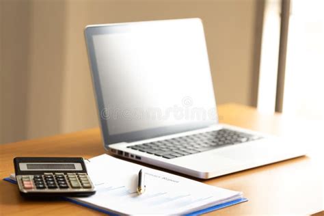 Computer Laptop With Graph Chart On Worktable Stock Image Image Of Investment Information