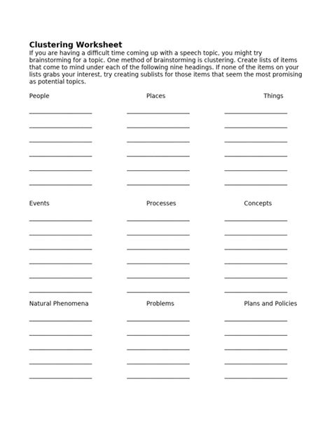 Clusteringworksheet Pdf