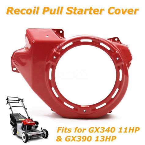 Red Recoil Pull Starter Cooling Fan Cover Shroud For Honda Gx390 Gx340