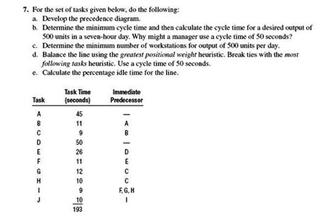 solved 7 for the set of tasks given below do the following a