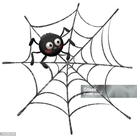 거미와 웹 만화 일러스트레이션 흰색에 고립되어 있습니다 거미에 대한 스톡 벡터 아트 및 기타 이미지 거미 거미줄 검은색 Istock