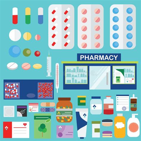 Apotheek En Medische Pictogrammen Infographic Geplaatste Elementen