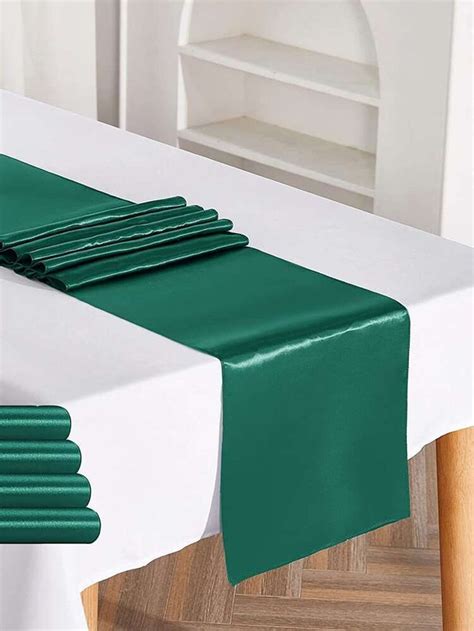 1pc Solid Color Satin Table Runner Elegant Polyester Rectangle Table