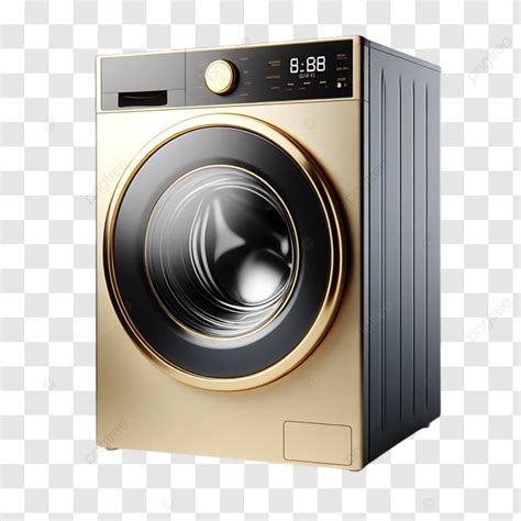 디지털 디스플레이를 특징으로하는 금과 검은 색 디자인이있는 현대적인 프론트 로딩 세탁기 큰 원형 도어 금과 검은 색 세탁기 디지털 디스플레이 와셔 큰 원형 도어 Png