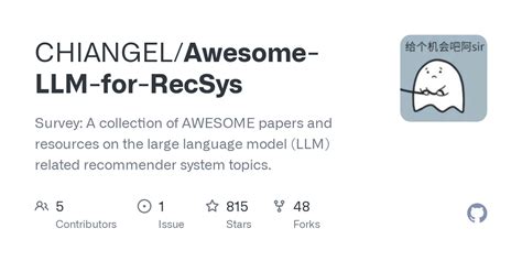 Awesome Llm For Recsys Our Survey Paper Pdf At Main · Chiangel Awesome Llm For Recsys · Github
