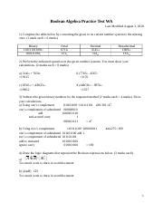 Boolean Algebra Practice Test WA Docx Boolean Algebra Practice Test WA Last Modified August 3