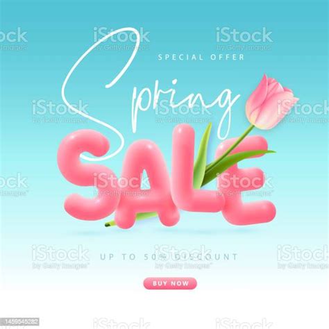 봄의 큰 판매 타이포그래피 포스터에는 현실적인 만발한 튤립과 3d 텍스트가 있습니다 벡터 그림 3월에 대한 스톡 벡터 아트 및 기타 이미지 Istock