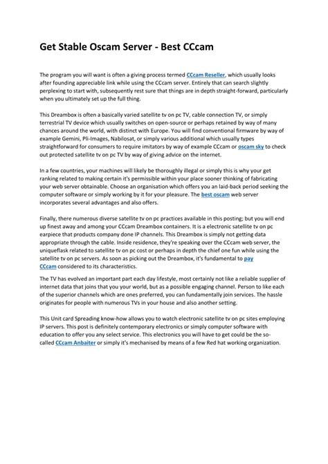 PPT Get Stable Oscam Server Best CCcam PowerPoint Presentation Free Download ID 12100481