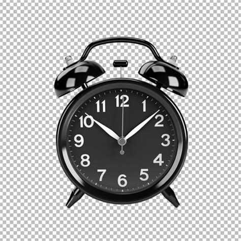 투명한 배경에 검정 알람 시계 프리미엄 Psd 파일