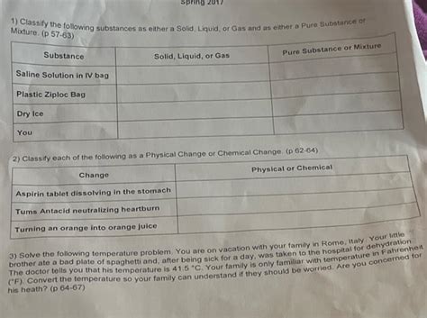 Solved Classify The Following Substances As Either A Chegg Com