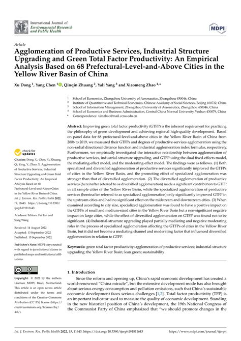Pdf Agglomeration Of Productive Services Industrial Structure Upgrading And Green Total
