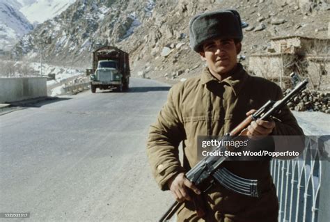 An Armed Soviet Soldier Serving In The Soviet Afghan War In Asmar