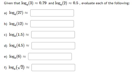 Solved Given That Log And Log Evaluate Chegg Com